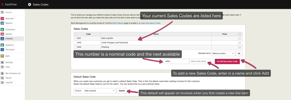 Sales Codes - Knowledge Base - IRIS KashFlow