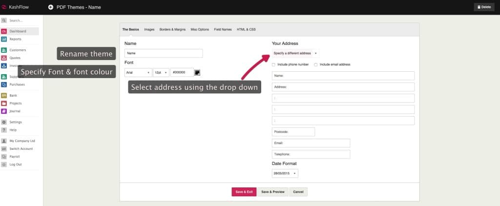 Document Customisation - PDF Themes - Knowledge Base - IRIS KashFlow