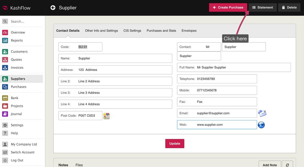 Supplier Statements - KashFlow