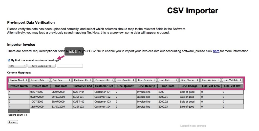 CSV Import Mapping - Knowledge Base - IRIS KashFlow