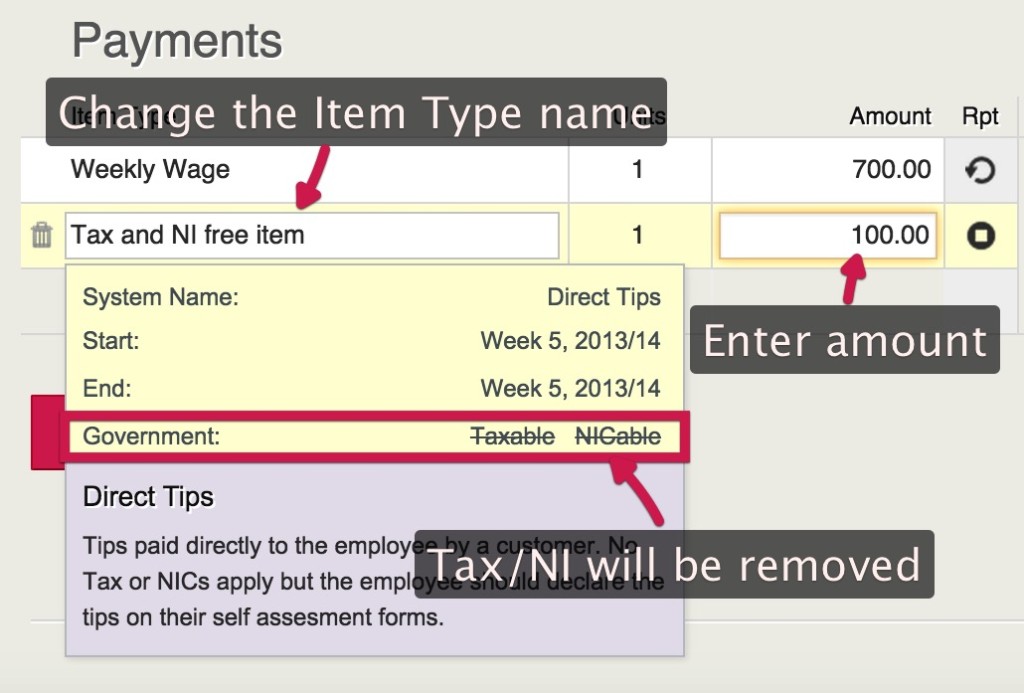 Tax and NI free Deductions on a Payslip - IRIS KashFlow