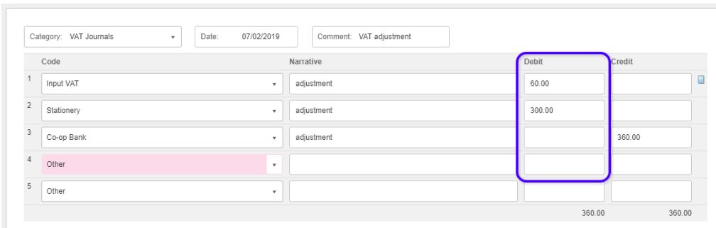 How to amend box values on VAT return using a journal - KashFlow